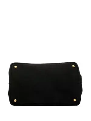 Prada Canvas Canapa Logo Tote Satchel - Black