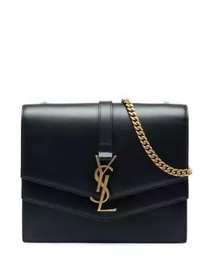 Saint Laurent Medium Leather Monogram Sulpice Crossbody Bag - Black