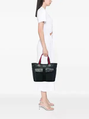 Gucci Gg Canvas Web Double Pocket Tote Bag - Black