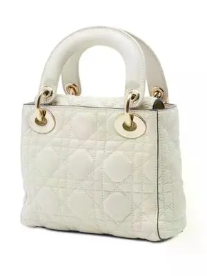 Dior 2017 Mini Lambskin Lady Satchel - White