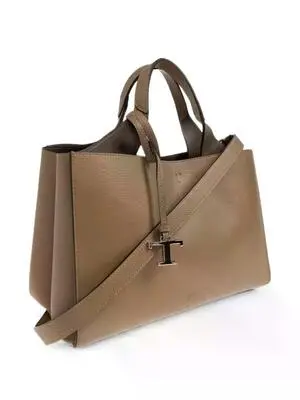 TOD'S Logo-pendant Pebbled-leather Tote Bag
