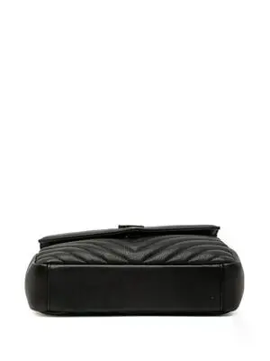 Saint Laurent Medium Chevron Sheepskin Monogram College Satchel - Black