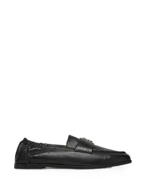 Patrizia Pepe Square-toe Loafers With Gold-tone Logo Plaque