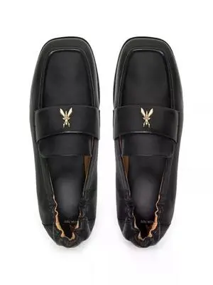 Patrizia Pepe Square-toe Loafers With Gold-tone Logo Plaque
