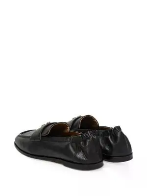 Patrizia Pepe Square-toe Loafers With Gold-tone Logo Plaque
