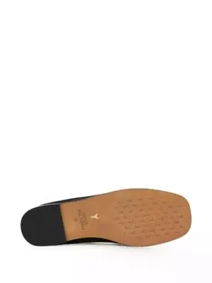 Patrizia Pepe Square-toe Loafers With Gold-tone Logo Plaque