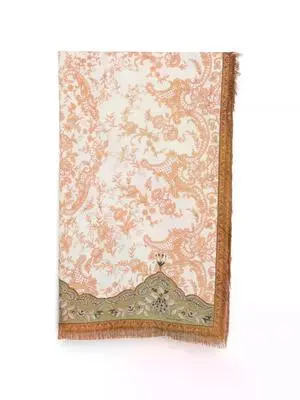 PIERRE-LOUIS MASCIA Floral-print Fringed Scarf - Neutrals