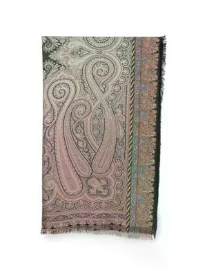 PIERRE-LOUIS MASCIA Paisley-print Frayed Scarf - Neutrals