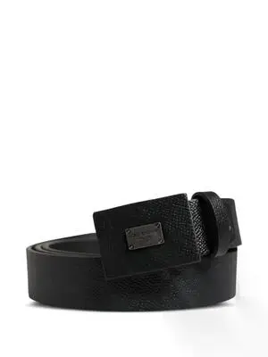 Dolce & Gabbana Logo Plaque Leather Belt - Black