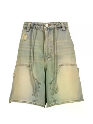 MARKGONG Denim Cargo Shorts With Distressed Finish