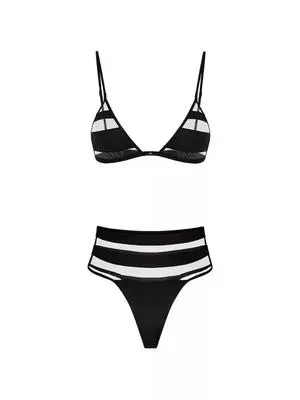 Elisabetta Franchi Striped Sheer Bikini Set - Black