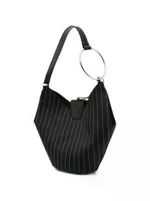 DONDUP Pinstripe Pattern Ring Handle Tote Bag