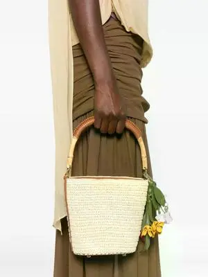 SELF-PORTRAIT Raffia Charm Bucket Bag