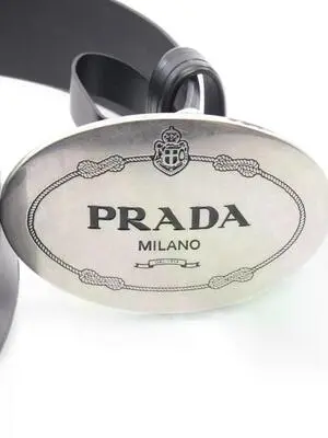 Prada Leather Logo Plaque Belt