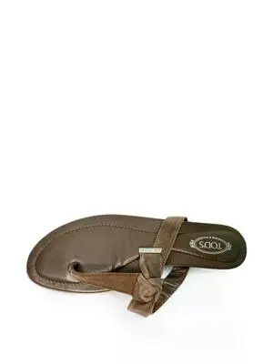 TOD'S Suede Bow Detail Flat Sandals