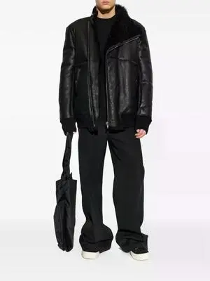 Rick Owens Shearling-trimmed Asymmetric Zip Jacket