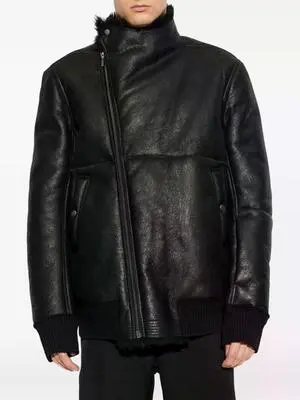 Rick Owens Shearling-trimmed Asymmetric Zip Jacket