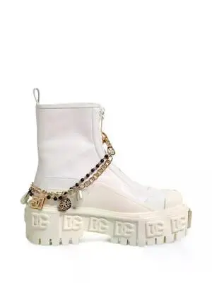 Dolce & Gabbana Logo Plaque Chain Detail Ankle Boots