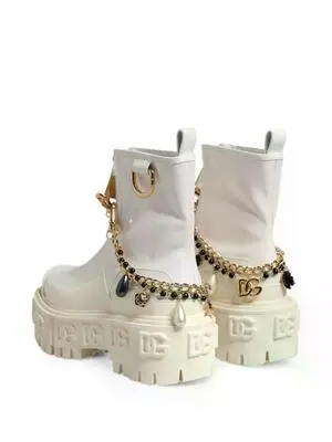 Dolce & Gabbana Logo Plaque Chain Detail Ankle Boots