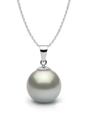 Yoko London 18kt White Gold Classic Tahitian Pearl Pendant Necklace - Silver