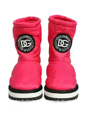 Dolce & Gabbana Quilted Logo Patch Boots