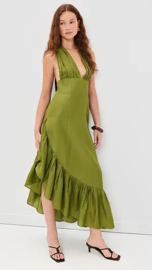 COUPER Gwendolyn Asymmetrical Ruffle Dress