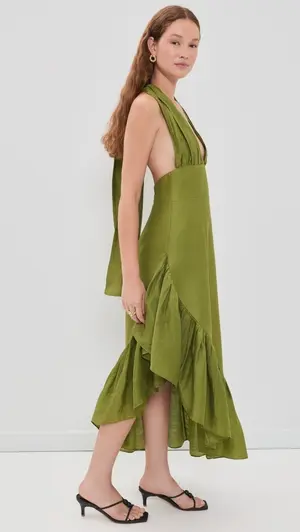 COUPER Gwendolyn Asymmetrical Ruffle Dress