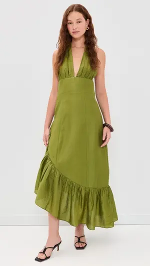 COUPER Gwendolyn Asymmetrical Ruffle Dress