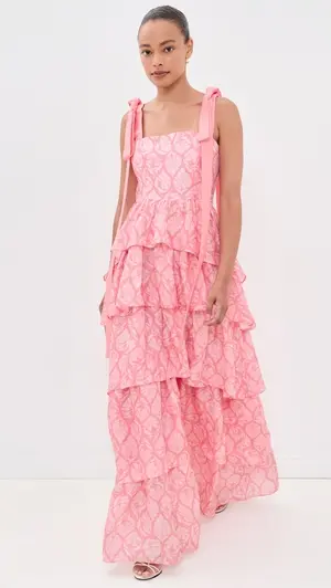 COUPER Odette Tiered Ruffle Gown