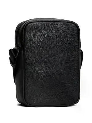 Tommy Hilfiger Logo Detail Textured Messenger Bag - Black
