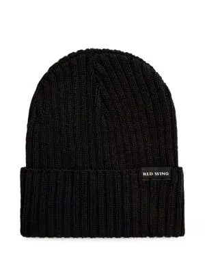 Red Wing Ribbed Knit Beanie With Logo Patch - Black