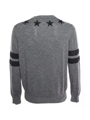 Givenchy Wool Knit Crew Neck Star Appliqué Sweater