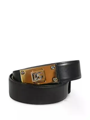 Dolce & Gabbana Logo Plaque Leather Belt