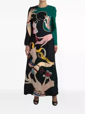 Dolce & Gabbana Embroidered Wool A-line Maxi Dress
