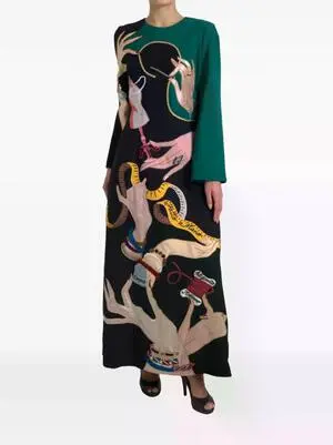 Dolce & Gabbana Embroidered Wool A-line Maxi Dress