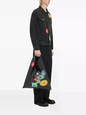 MAISON MARGIELA Black Denim Trucker Jacket With Souvenir Stickers Print