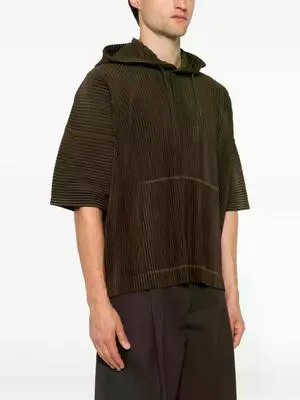 Issey Miyake Plissé-effect Drawstring Hoodie