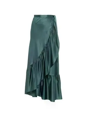 ERES Ruffled Silk Midi Skirt