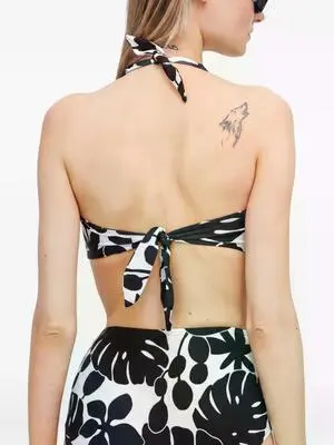 Kate Spade New York Monstera Grove Knotted Floral Halterneck Bikini Top