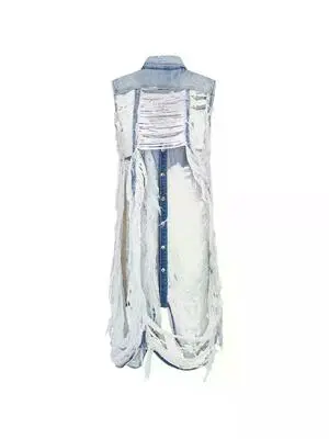 Dsquared2 Distressed Denim Midi Shirt Dress