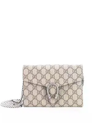 Gucci Dionysus Chain Wallet Gg Coated Canvas Small Crossbody Bag - Brown
