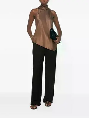 Brunello Cucinelli Asymmetrical Tie-neck Sleeveless Top - Brown