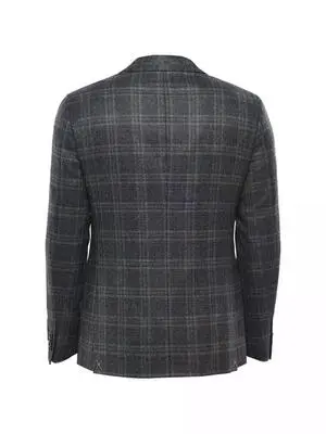 Corneliani Tartan Single-breasted Blazer - Grey
