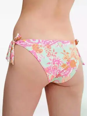 Guess Paisley-print Side-tie Bikini Bottoms - Pink