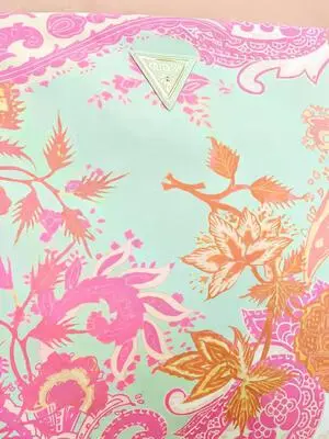 Guess Paisley-print Side-tie Bikini Bottoms - Pink