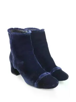 STUART WEITZMAN Velvet Raw-edge Trim Square Toe Boots