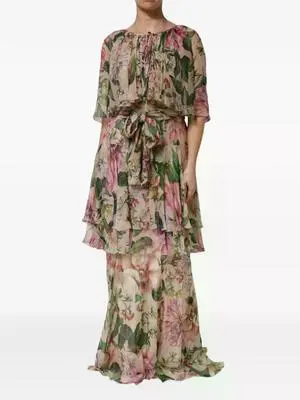 Dolce & Gabbana Floral Print Tiered Maxi Dress