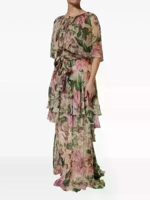 Dolce & Gabbana Floral Print Tiered Maxi Dress