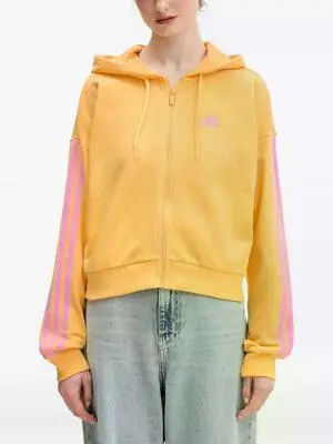 Adidas Embroidered Logo Zip-up Hoodie With Signature 3-stripes