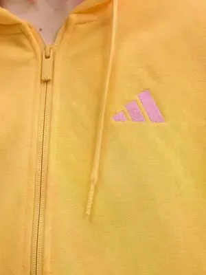 Adidas Embroidered Logo Zip-up Hoodie With Signature 3-stripes